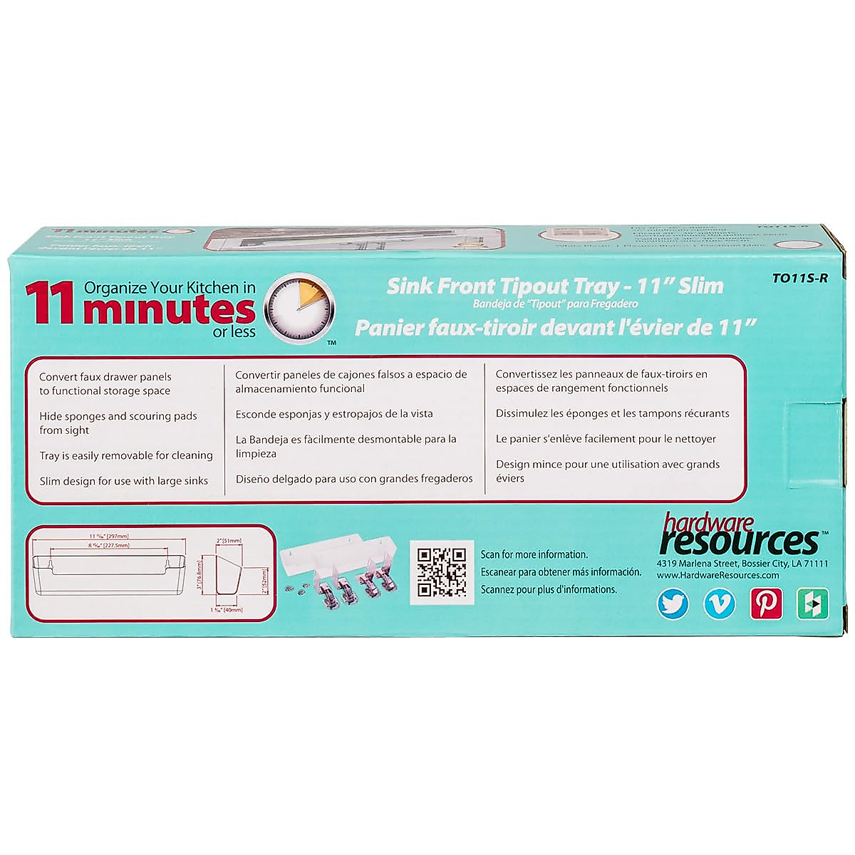 Hardware Resources 11-11/16" Plastic Tipout 2 Shallow Tray Set, White