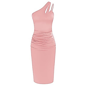 GRACE KARIN Wedding Guest Dresses for Women Summer Sleeveless Bodycon Cocktail Dress Pink L