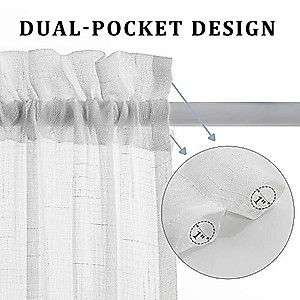 MIULEE Set of 2 72 Inches Length Door Curtains with Linen Texture for Sidelight Semi-Sheer Window Voile Panels 2 Panels Width in 25 Inches White