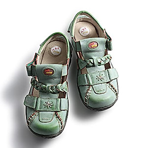 TMA EYES Women's Braided Closed-Toe Leather Sandal