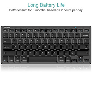 Arteck Ultra-Slim Keyboard Compatible with iPad 10.2-inch/iPad Air/iPad 9.7-inch/iPad Pro/iPad Mini, iPhone and Other Bluetooth Enabled Devices Including iOS, Android, Windows, Black