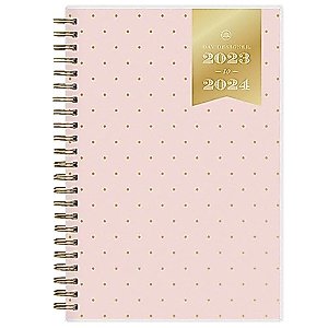 2023-2024 Day Designer Swiss Dot Blush Frosted Polypropylene Weekly/Monthly Academic Planning Calendar, 5" x 8", July 2023 to June 2024, 142497