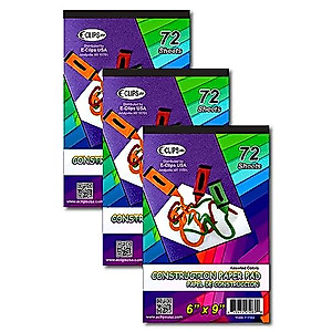 Auksales Construction Paper Multicolor for Art & Craft | 6" x 9" Inches | Bundle of 72 Sheets | Case Pack of 3