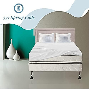 Nutan Pillow Top Mattress, Box Spring, Bed Frame, Bedbug Protector, and Pillow Set, Medium Firm Double Sided Mattresses Comfy Head Pillows, Waterproof Covering, Durable Support, Leg Support, Full XL