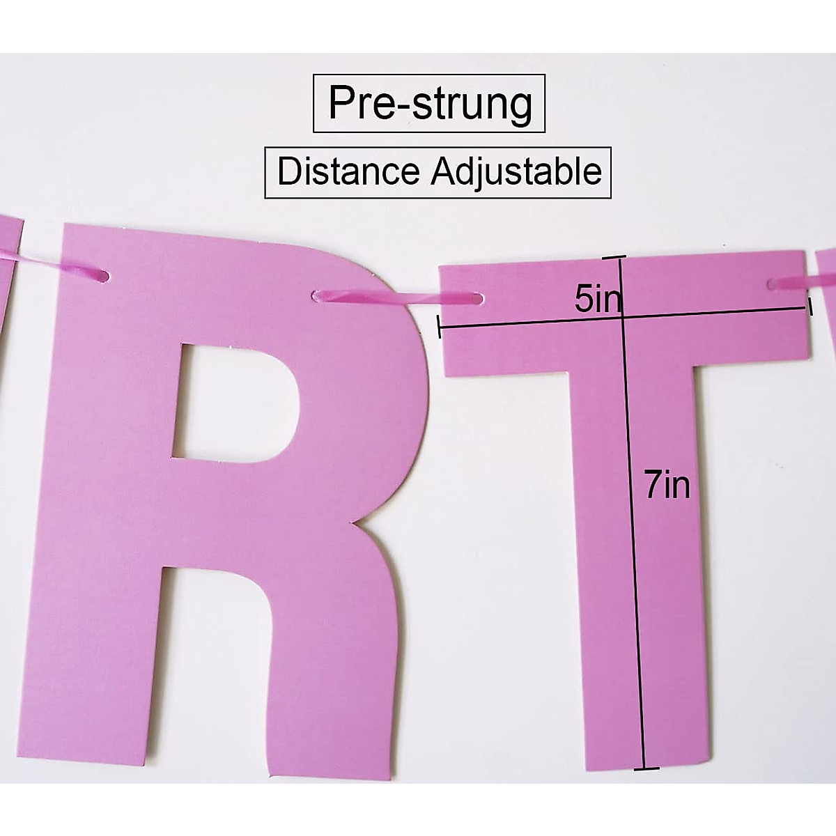 Prestrung Pink Happy Birthday Banner - Pink Happy Birthday Sign Garland Bunting Party Banner, Pink Birthday Decorations for Girls & Women