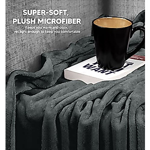 Utopia Bedding Fleece Blanket Queen Size Grey 300GSM Luxury Bed Blanket Anti-Static Fuzzy Soft Blanket Microfiber (90x90 Inches)