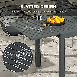 Outsunny Expandable Patio Dining Table for 4-6, 35.5" -70.75" Aluminum Extendable Outdoor Dining Table, Square/Rectangular Patio Table for Garden, Backyard, Poolside, Deck, Gray