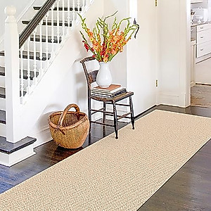 KOZYFLY Boho Runners for Hallways 2x6 ft Washable Hall Carpet Runner Non Slip Kitchen Rug Beige Cotton Entryway Runner Rugs Throw Bedside Rugs for Indoor Hallway Bedroom Kitchen