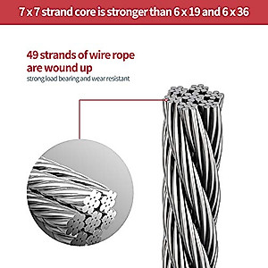 26ELE Picture Hanging Wire 50lb, Heavy Duty Stainless Steel Wire Rope for Hanging Picture Frame Mirror and Wall Art, Strong Metal Wire 100Feet with 20PCS Aluminum Crimping Sleeves