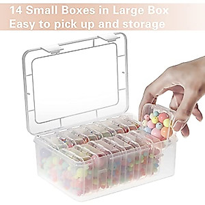 Mathtoxyz Small Bead Organizers, 15 Pieces Plastic Storage Cases Mini Clear Bead Storage Containers Transparent Boxes with Hinged Lid and Rectangle Clear Craft Supply Case