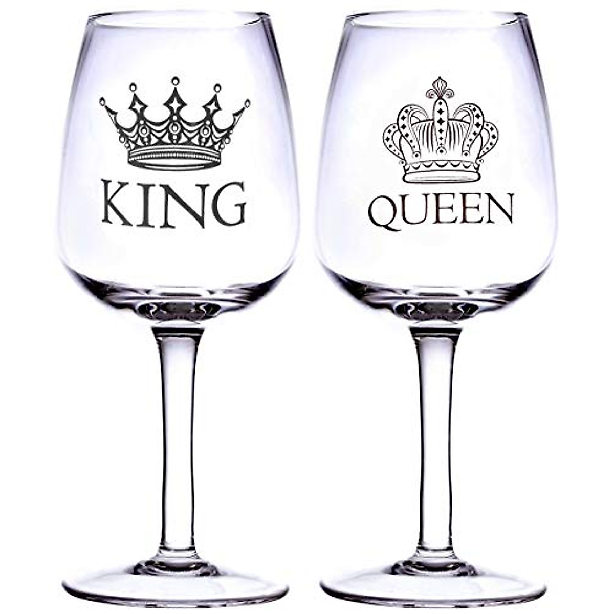 ImpiriLux King and Queen Wine Glass Set | Beautiful Gift for Newlyweds, Engagements, Anniversaries, Weddings, Parents, Couples, Christmas - Novelty Drinking Glassware