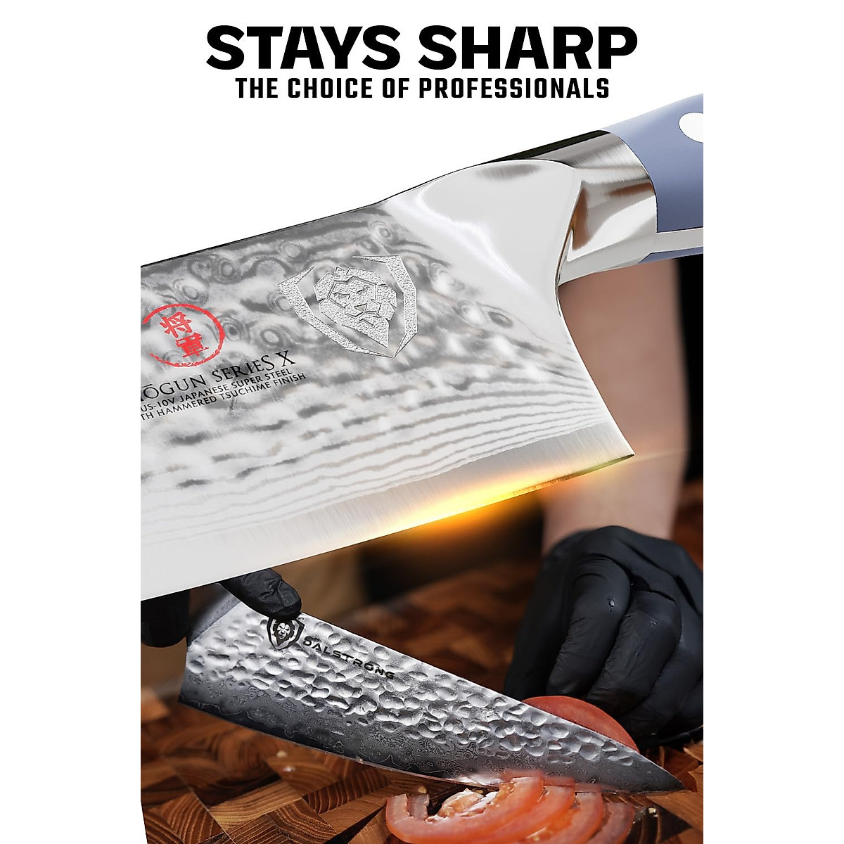 Dalstrong Chef Knife - 8 inch Blade - Shogun Series - Japanese AUS-10V Super Steel Kitchen Knife - Lightblue Handle ABS - Damascus - Razor Sharp Chef's Knife - Professional Full Tang Knives - Sheath