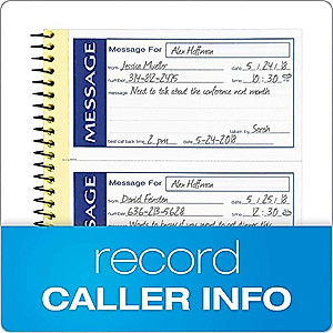 TOPS Adams Write 'N Stick Spiral Message Pad, 200 Carbonless Duplicate Sets Per Pad, 5.25 x 11 Inches, White/Yellow (SC1153WS) 4 PACK