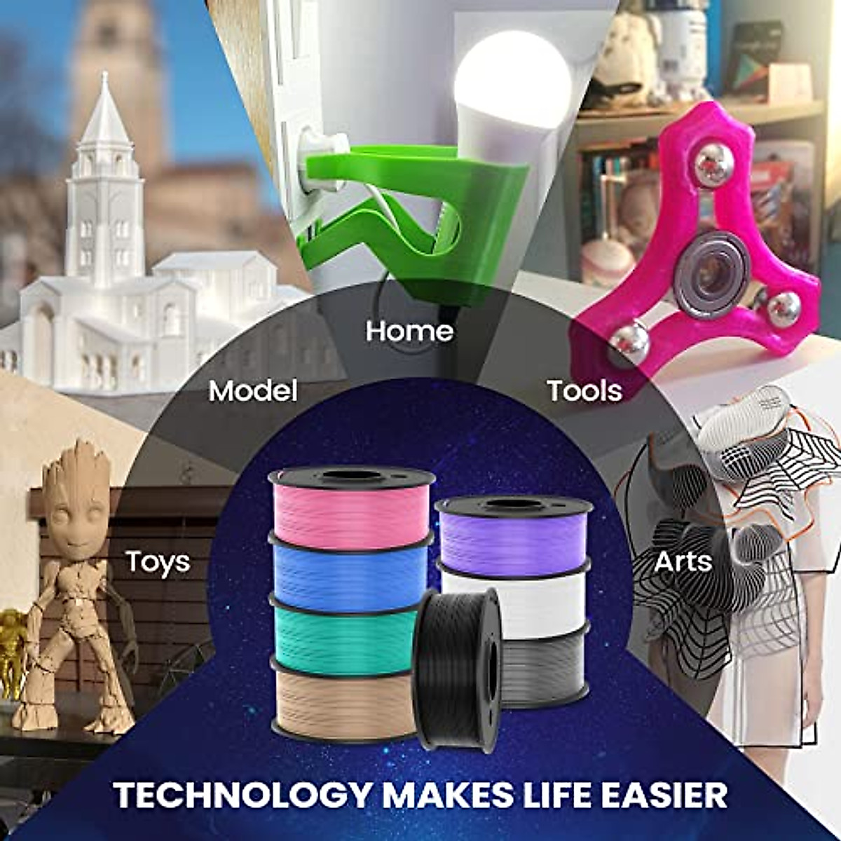 SUNLU 3D Printer Filament Bundle, SUNLU PLAMETA & PLA+ Filament 1.75mm, 100% Neatly Wound PLAMETA 2KG+PLA Plus 2KG, 0.25kg Spool, 16 Packs