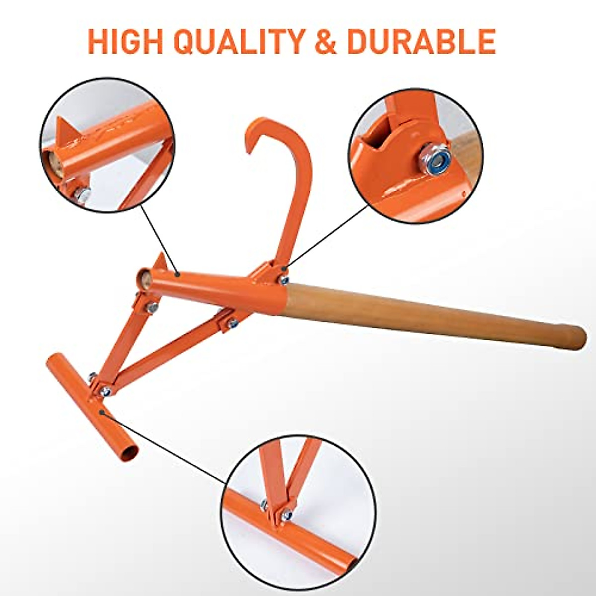 Timberjack Wood Log Lifter 49" Wood Handle , Steel Timberjack ,Heavy-Duty Steel Log Jack