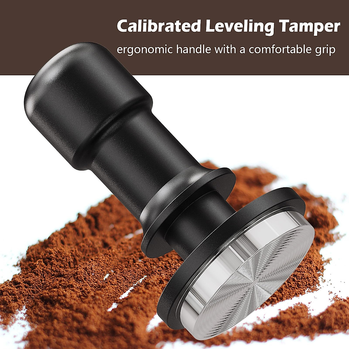 PUSEE 53mm Espresso Coffee Tamper,Premium Calibrated Espresso Tamper 30lb Coffee Tamper with Spring Loaded,100% Stainless Steel Ground Tamper for Barista Home Coffee Espresso Accessories Upgrade3.0