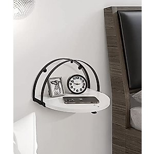 Petrala White Nightstand, Mini Simple Floating Nightstand Modern Minimalist Wall Mount Shelf for Bedroom Decor Sturdy Small Storage Rack Foldable Bedside Table for Bedroom Living Room Study Room