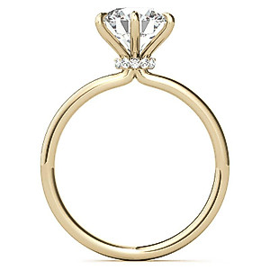 Solid Yellow Gold Moissanite Engagement Ring, 10K/14K/18K, 3 CT Round Cut Handmade Diamond Ring, Solitaire Wedding Ring Set for Women/Her, Anniversary / Propose Gifts, Hidden Halo, (MDENR748)