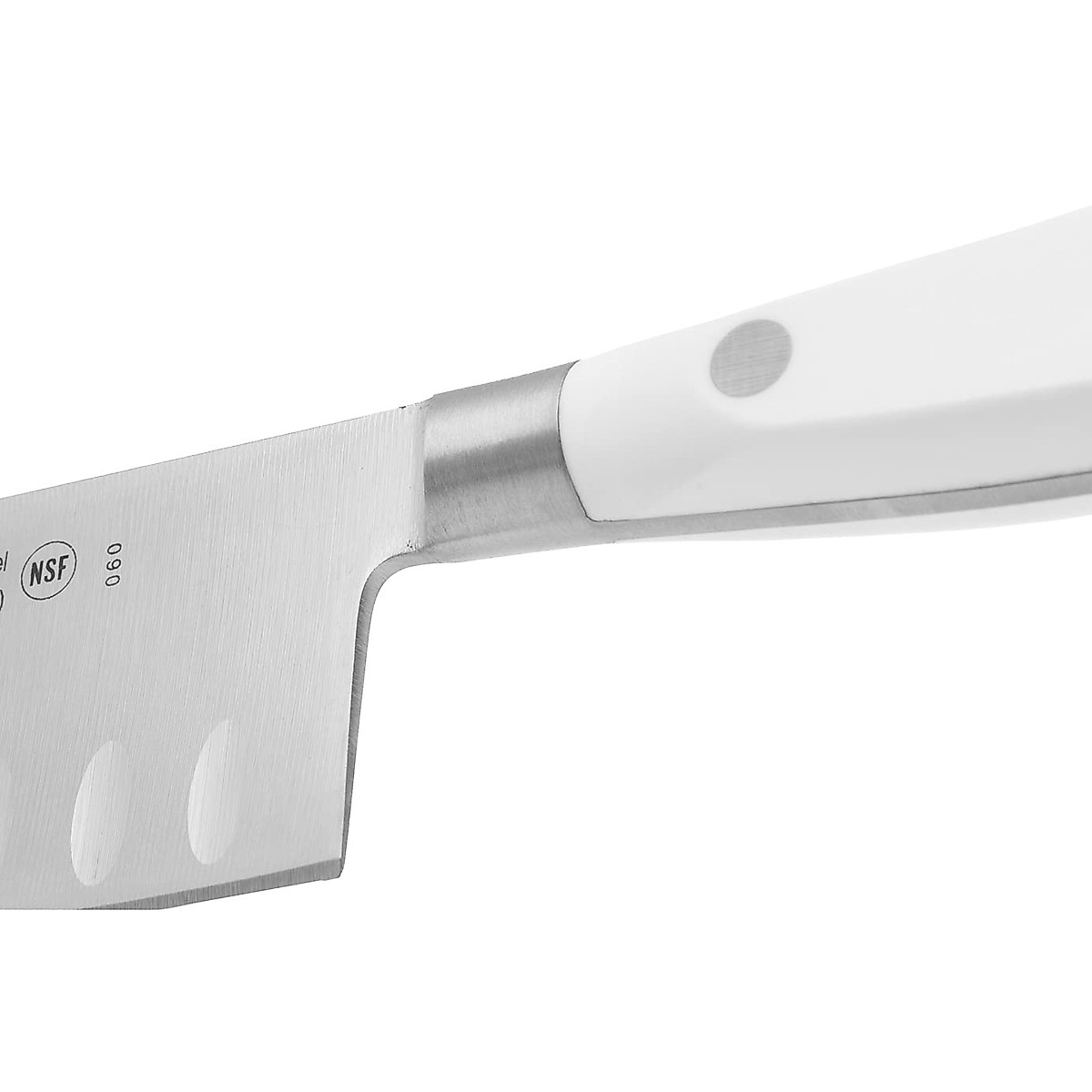 ARCOS Forged Santoku Knife 7 Inch Stainless Steel. Japanese Sharp Knife For Cutting Meat, Fish and Vegetables. Ergonomic Polyoxymethylene Handle and 180mm Blade. Series Riviera Blanc. Color White,