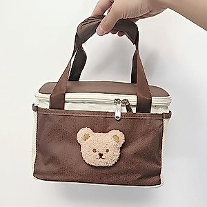 Josfey Kawaii Lunch Bag Cute Lunch Box Aesthetic Lunch Bag Insulated Lunch Bag Women Lunch Box Lunch Bag for Women (Brown)