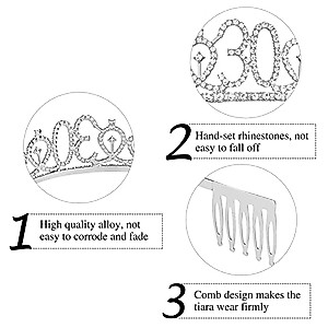 30th Birthday Sash & Rhinestone Tiara Kit- Happy 30th Birthday Gifts for Women 30th Birthday Party Decorations (silver)