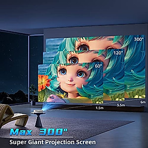 Outdoor Projector, Native 1080P Projector with WiFi and Bluetooth, 500ANSI Mini Projector 4K Support for Outdoor Movies, Max 500” Display, Compatible with Smartphone, Laptop, TV Stick, PS5, HDMI, USB