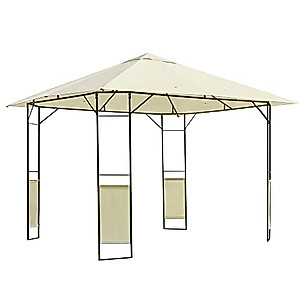 Outsunny 10' x 10' Patio Gazebo, Outdoor Gazebo Modern Canopy Shelter with Vents Roof and Steel Decorative Columns, for Garden, Lawn, Backyard and Deck