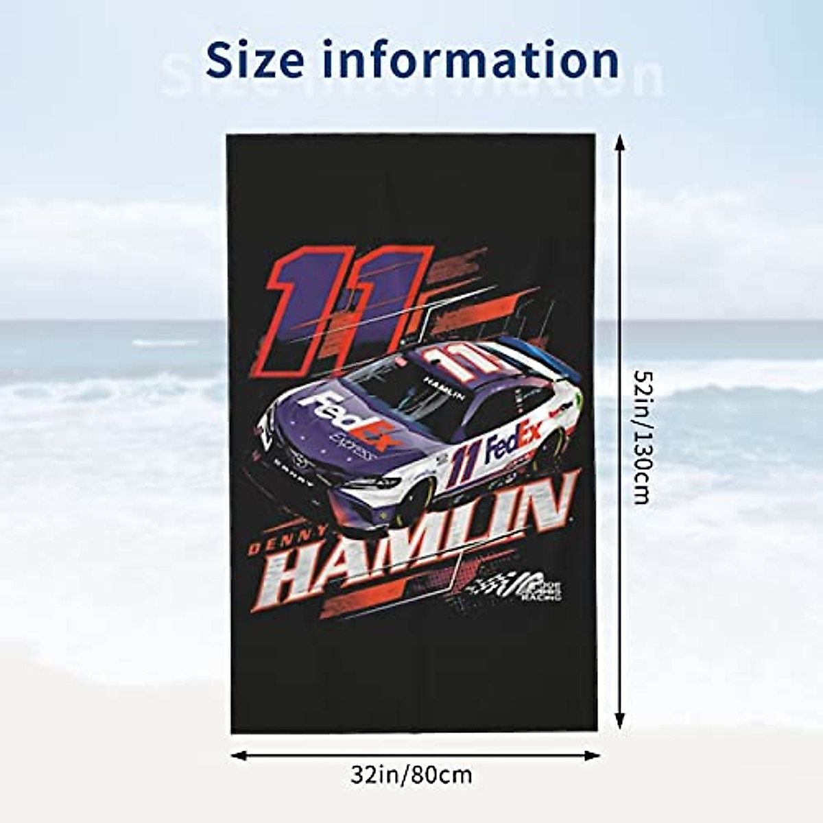 Denny Hamlin 11 Large Bath Towel Absorbent Quick Dry Beach Shawl Bath Towels Blanket for Pool Swim Bathroom Home Unisex, 52in X 32 in