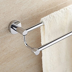 FCMLD Stainless Steel Bathroom Double Towel Rack Free Punch Toilet Toilet Towel Rack Wall-Mounted Towel Rack