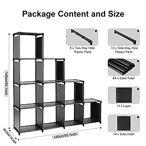 Skatolly Storage Organizer Rack, 10- Cube DIY Plastic Modular Storage Shelves, Closet Organizer Shelving Storage Cabinet for Bedroom Living Room Office