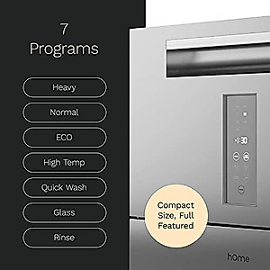 hOmeLabs Digital Countertop Dishwasher with 6 Place Settings - Energy Star Certified with 7 Programs - with Dish Rack, Cup Shelf, and Cutlery Basket - Ideal for Small Apartments, Dorms, Boats, and RVs