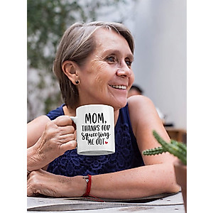 BLUE RIBBON Mothers Day Gifts, Coffee Mug, MOM Thanks For Squeezing Me Out, Funny Coffee Mug in Decorative Gift Box with Foam, Gifts for Moms, 15 oz