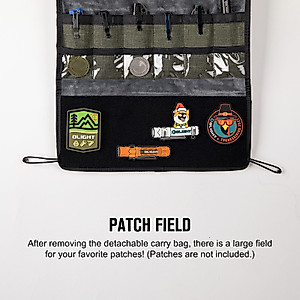 OLIGHT Exploit Multifunctional Knifebag, EDC Display Storage Bag with Detachable Pouch, Double-Layer Large-Capacity Organizer with 20 Slots for Pocket Flashlights and EDC Tools (ODG)