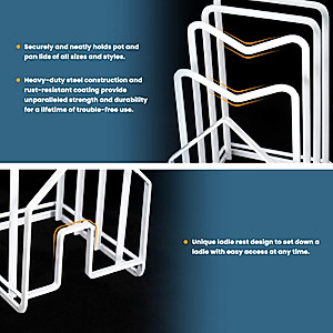 NiHome Cutting Board Holder Multipurpose Metal Pot Lid Organizer Ladle Rest Rustproof Kitchen Dish Plate Cutting Board Drying Rack Pan Stand Cabinet Countertop Shelf Cook Bake Dinnerware Storage Attom