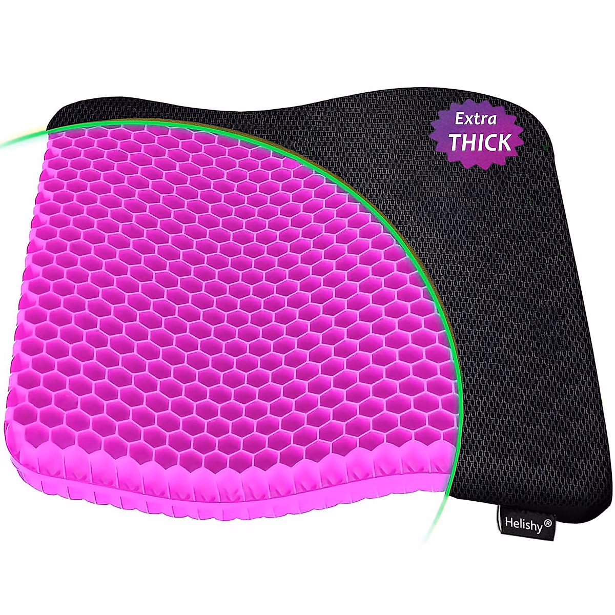 Gel Seat Cushion, Egg Seat Cushion for Tailbone, Back, Sciatica Pain Relief - Gel Enhanced Seat Cushion Chair Pads Wiht Non-Slip Cover for Office Home Chair Car Seat Wheelchair (Extra Thick, Voilet)