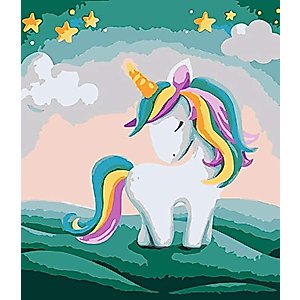 L LIFETIME Art Paint Set for Kids, Paint by Number Supplies for Girls Boys Kids Adults Beginners with Brush Hard Canvas Acrylic Paints Washable DIY Painting Kit Craft Gift Room Decore Teen (Unicorn)