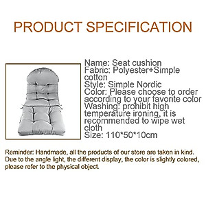 AYGJKIE Outdoor Bench Cushion with Ties,Rocker Chair Cushions Set Patio Chair Cushion, Water Resistant Seat Pads with High Back (Color : Beige, Size : 110x50cm)