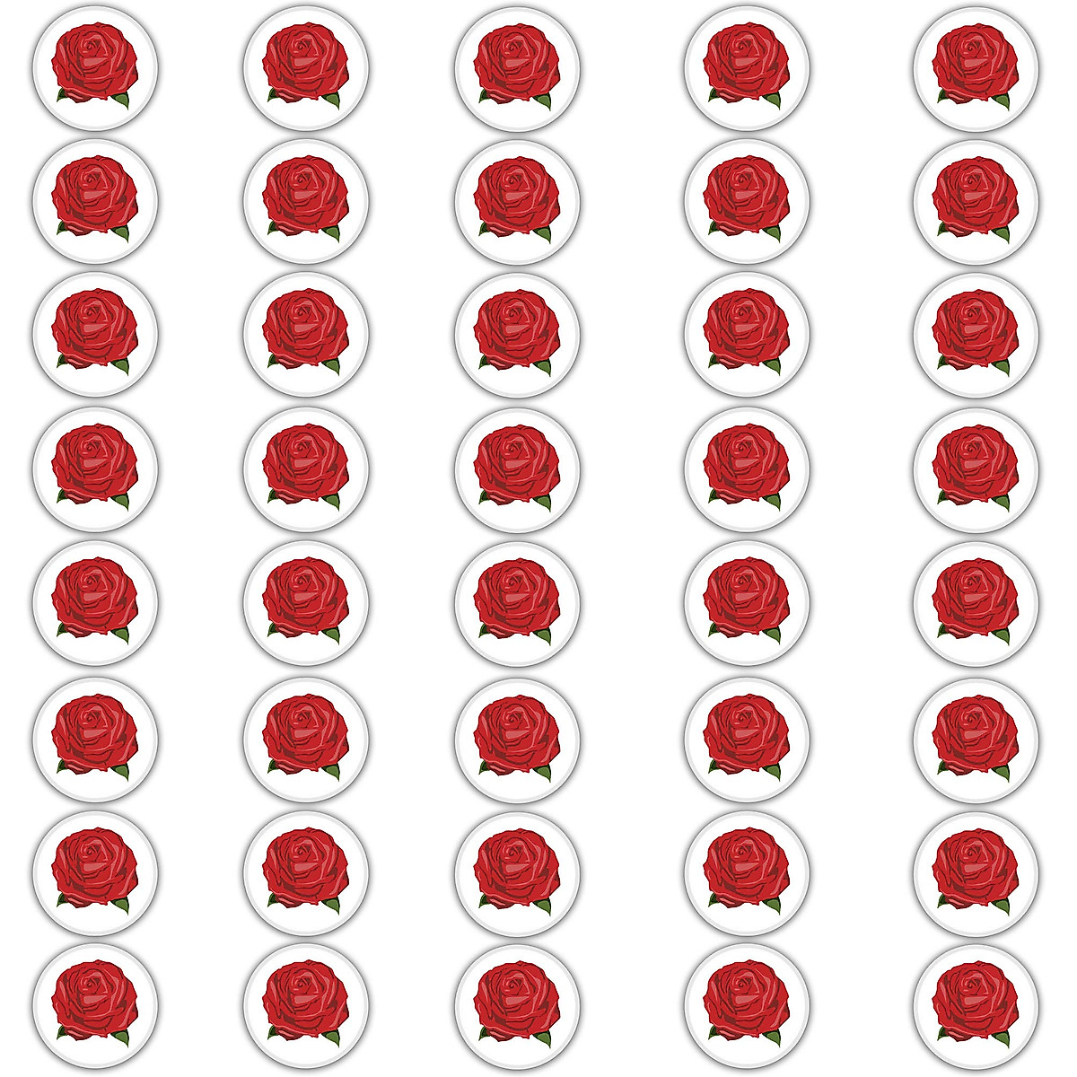 Set of 48 Sticker Red Rose Decal Small Phone Mini Logo Birthday Parties Envelopes Labels Seals Shower Favor 1.2 inches Each
