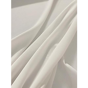 Stretch Crepe Fabric - Versatile Polyester Cloth by The Yard with 2-Way Stretch - Ideal for Dresses, Gowns, Pants, Drapes, and Backdrops - 1 Yard (Off-White)