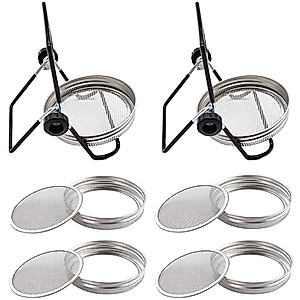 KFUVW Sprouting Jar Germination Kit Accessories, Including Sprouting Lids for Wide Mouth Mason Jar (32 oz)/ Stands