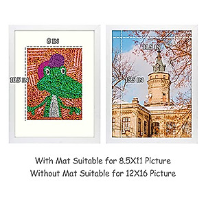 Frametory 12x16 Picture Frame, Display Pictures 8.5x11 with Mat or 12x16 without Mat, for Poster Print Diamond Painting Wall Frame - Wide Molding (12x16, White)