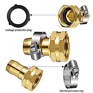 3 Pieces Aluminum Female Thread Shank Hose Menders Garden Hose Mender End Repair Kit Hose Connector Copper Fitting for 5/8 Inch or 3/4 Inch Standard Garden Hoses