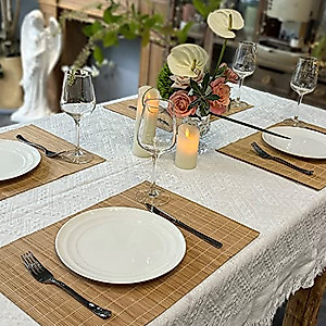 ANDSTAR Set of 8 Pcs Bamboo Placemats Sushi Rolling Mat Japanese Style Natural Anti-Slip Bamboo Placemats Washable Heat-Resistant Table Mats for Dining Room and Kitchen（Brown）