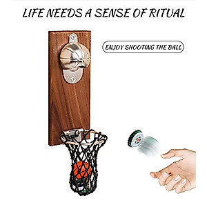 Wall-mounted magnetic bottle opener, wooden, Bottle cap catcher，Ideal Gift for Men and Beer Lovers