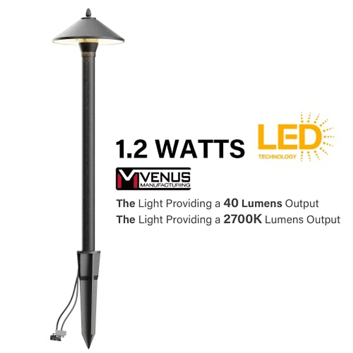 VENUS MANUFACTURING Low Voltage LED Pathway Lights 1.2W Outdoor Landscape Lighting 6 Pack 40 Lumen Landscape Path Lights 2700K for Lawn Patio Yard Walkway Driveway Pathway Garden