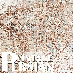 COLLACT Runner Rug 2x6 Area Rug Hallway Persian Rug Vintage Distressed Rug Indoor Mat Foldable Thin Rug Taupe Retro Carpet Non Slip Accent Rug Kitchen Living Room Bedroom Dining Room