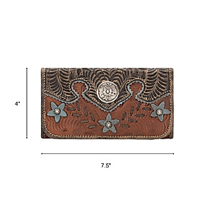 American West Desert Wildflower Ladies' Tri-Fold Leather Wallet
