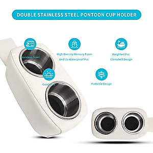 Double Stainless Steel Cup Holder, Strong and Durable, Portable Design, Ideal for Pontoons and Fishing Boats, With PVC Clamshell (White)