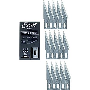 Excel Blades #11 Craft Knife Replacement Blades - Double Honed Blades for Craft Knife - Perfect for Trimming Wood, Plastic, Paper, Leather and More - Set of 15 with Dispenser