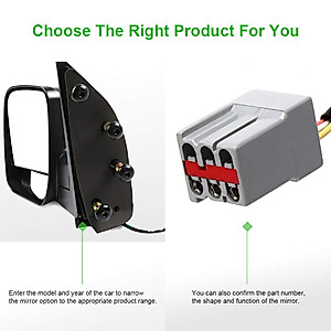 SCITOO Left Mirror fit 2003-2013 for Ford E-150 E-250 2004-2013 for Ford E-350 E-450 Super Duty Econoline Van with Power Adjustment Manual Folding Non-Heated Driver Side Mirror